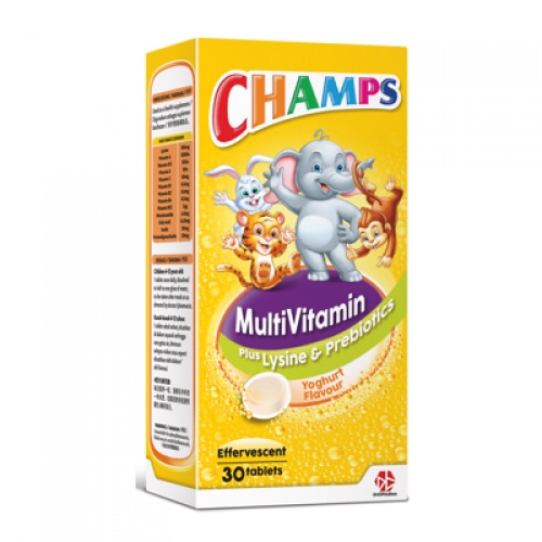Champs Multivitamin Plus Lysine & Prebiotics Effervescent Tablets ...