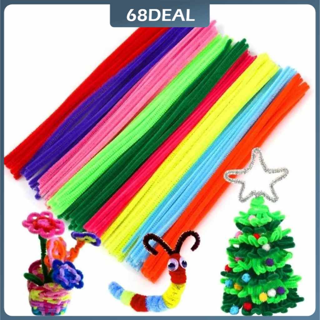[Johor Stock] DIY Craft Chenille Stems Handmade Soft Felt Strip Rod ...