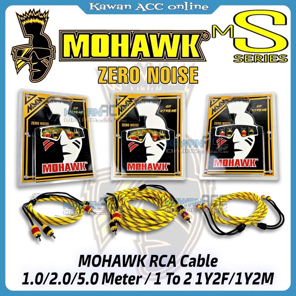 MOHAWK RCA Cable Zero Noise 1m/2m/5meter/1 to 2 (1Y2F), (For Car Audio ...