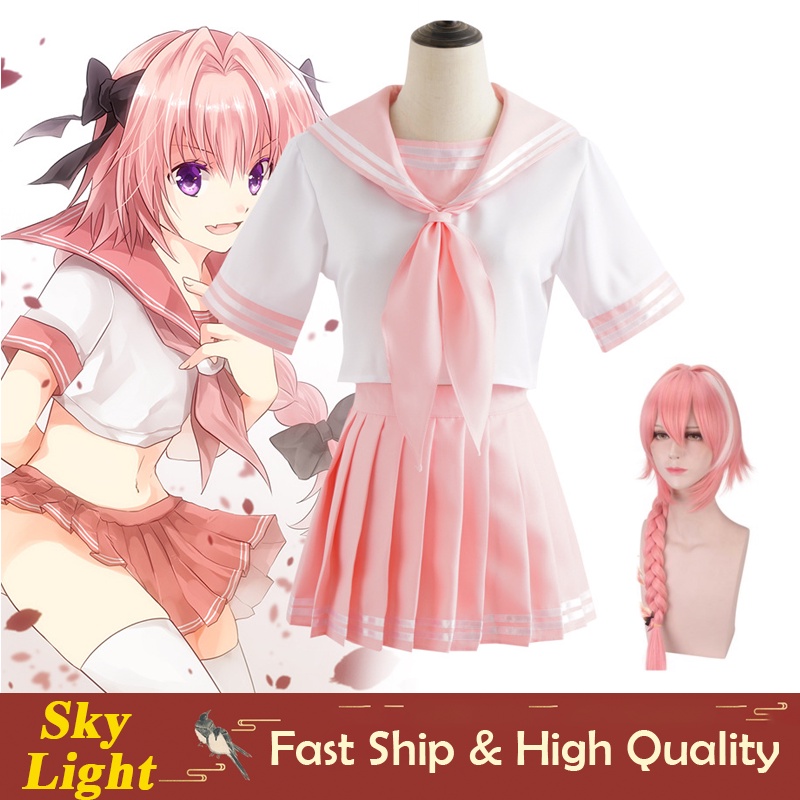 Fate Apocrypha Fate Grand Order Astolfo Cosplay Costume Pink JK Sailor ...
