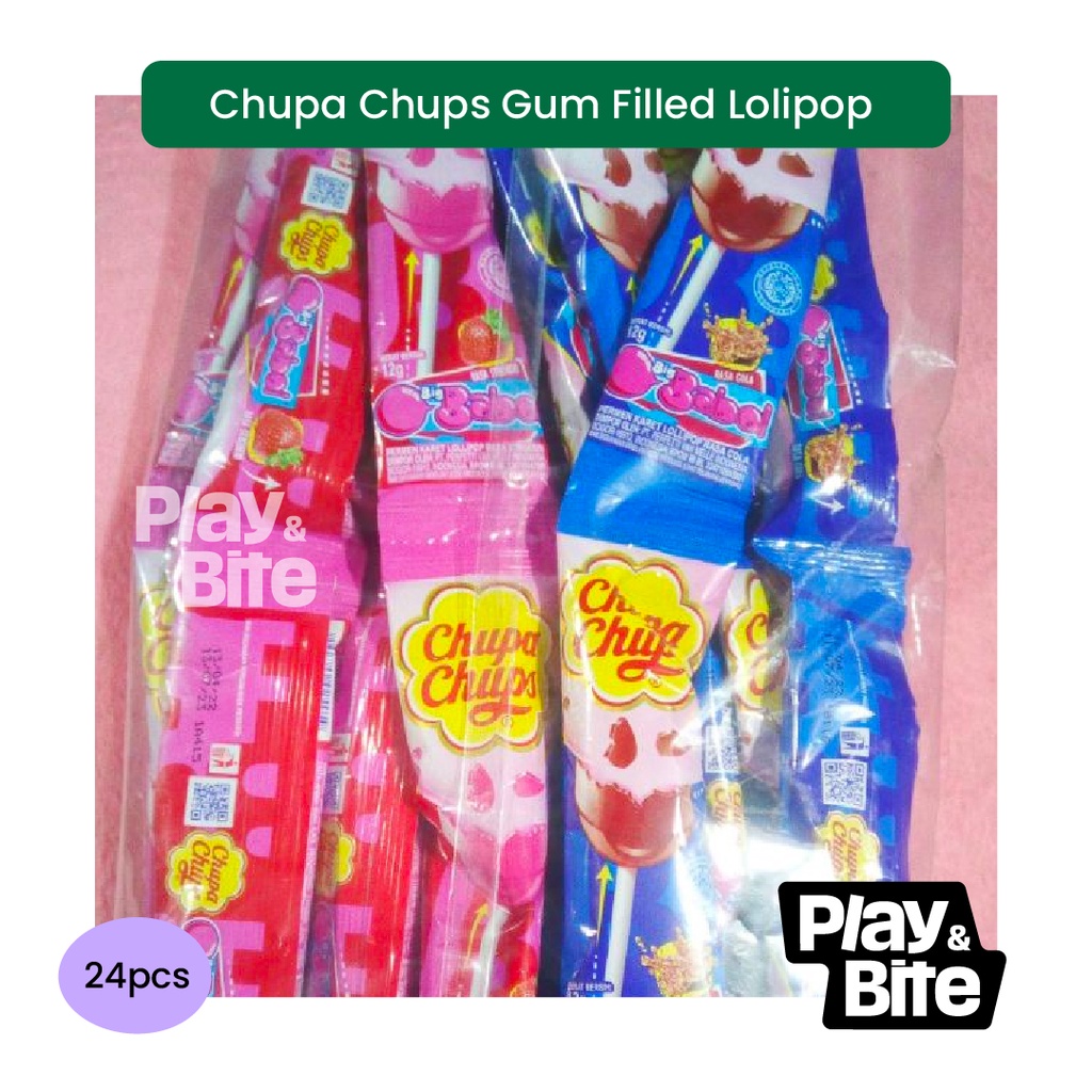 𝐇𝐚𝐥𝐚𝐥 Chupa Chups Big Babol Gum Filled Lolipop 12g x 24pcs | Shopee ...