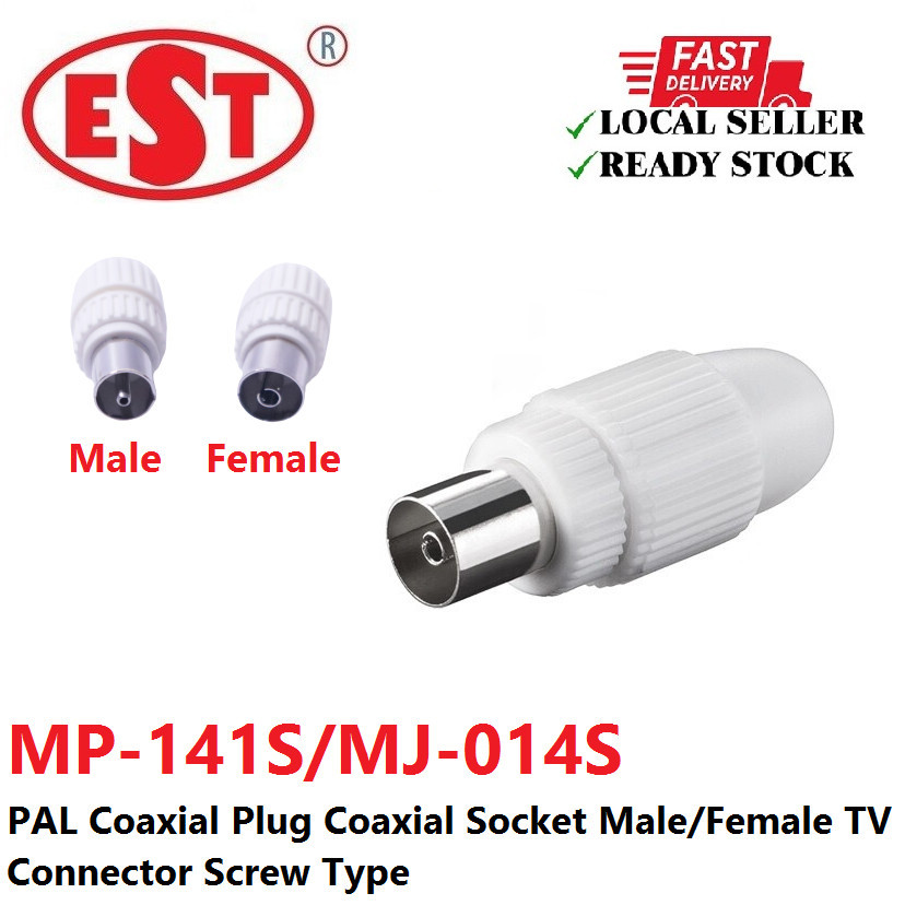 EST PAL Coaxial Plug Coaxial Socket Male/Female TV Connector Screw Type ...