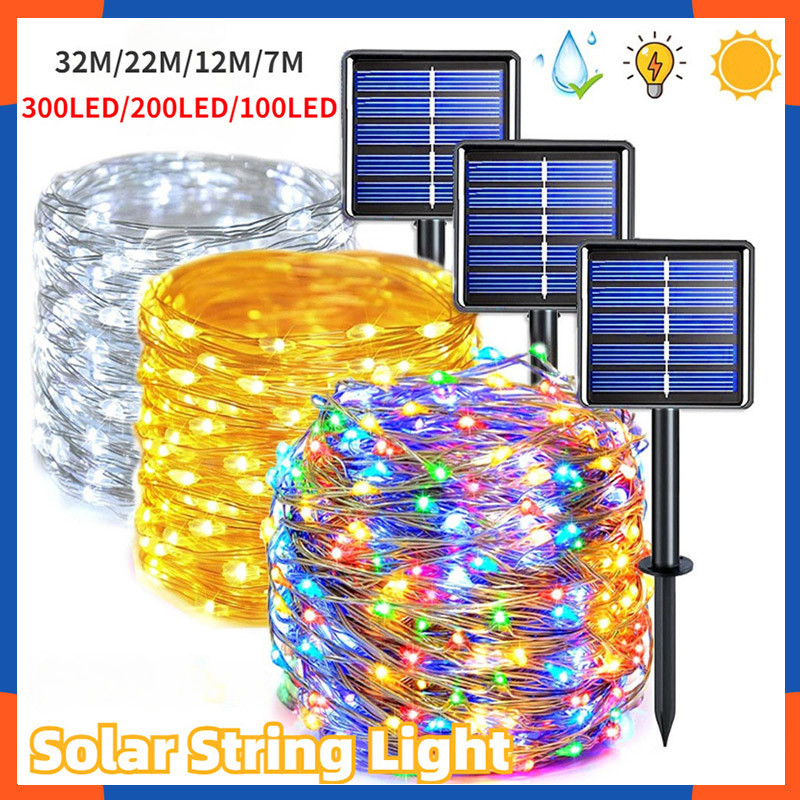Lampu Raya Solar Outdoor Waterproof Solar Fairy Lights LED Copper Wire ...