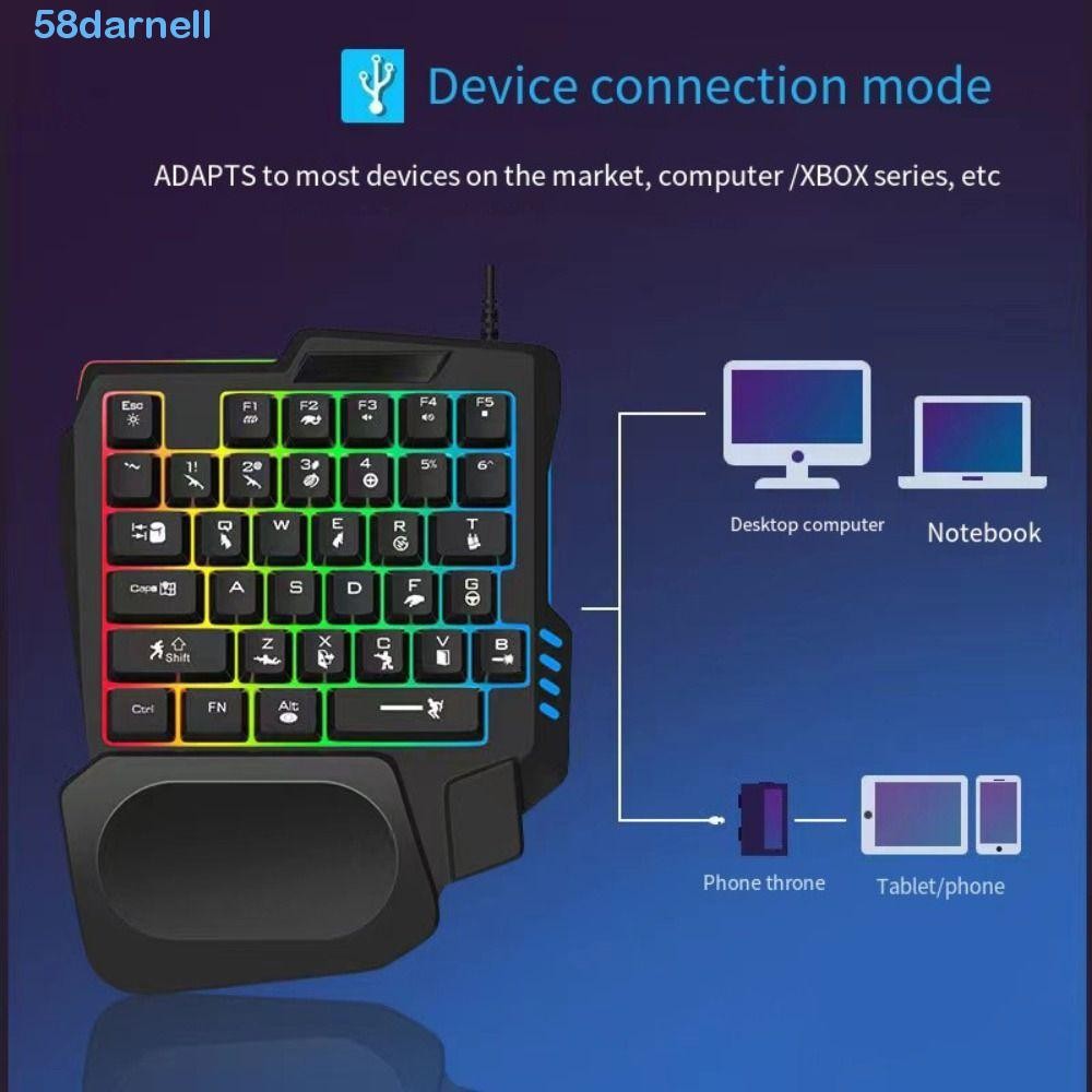 DARNELL One Handedly Keyboard, USB Ultra-slim Single Hand Keyboard ...
