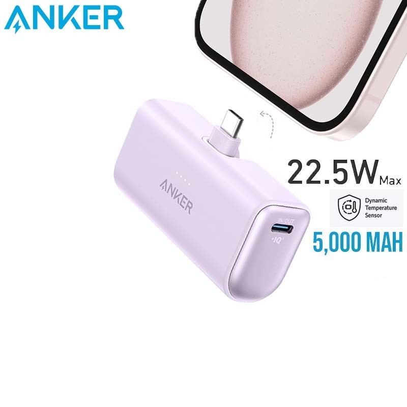 Anker A1653 Nano Power Bank with Built-in Foldable USB-C Connector, 5 ...