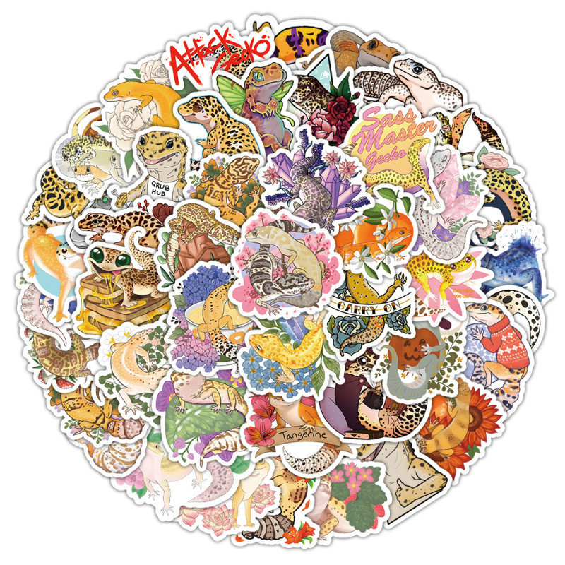 50Pcs Lizard Stickers Pack for Boys Kids Cartoon Waterproof Animals ...
