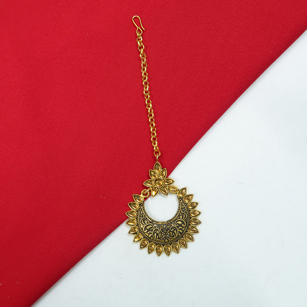 New Designs - Kundan Gold Style Indian Head Chain / Mang Tikka | Shopee ...