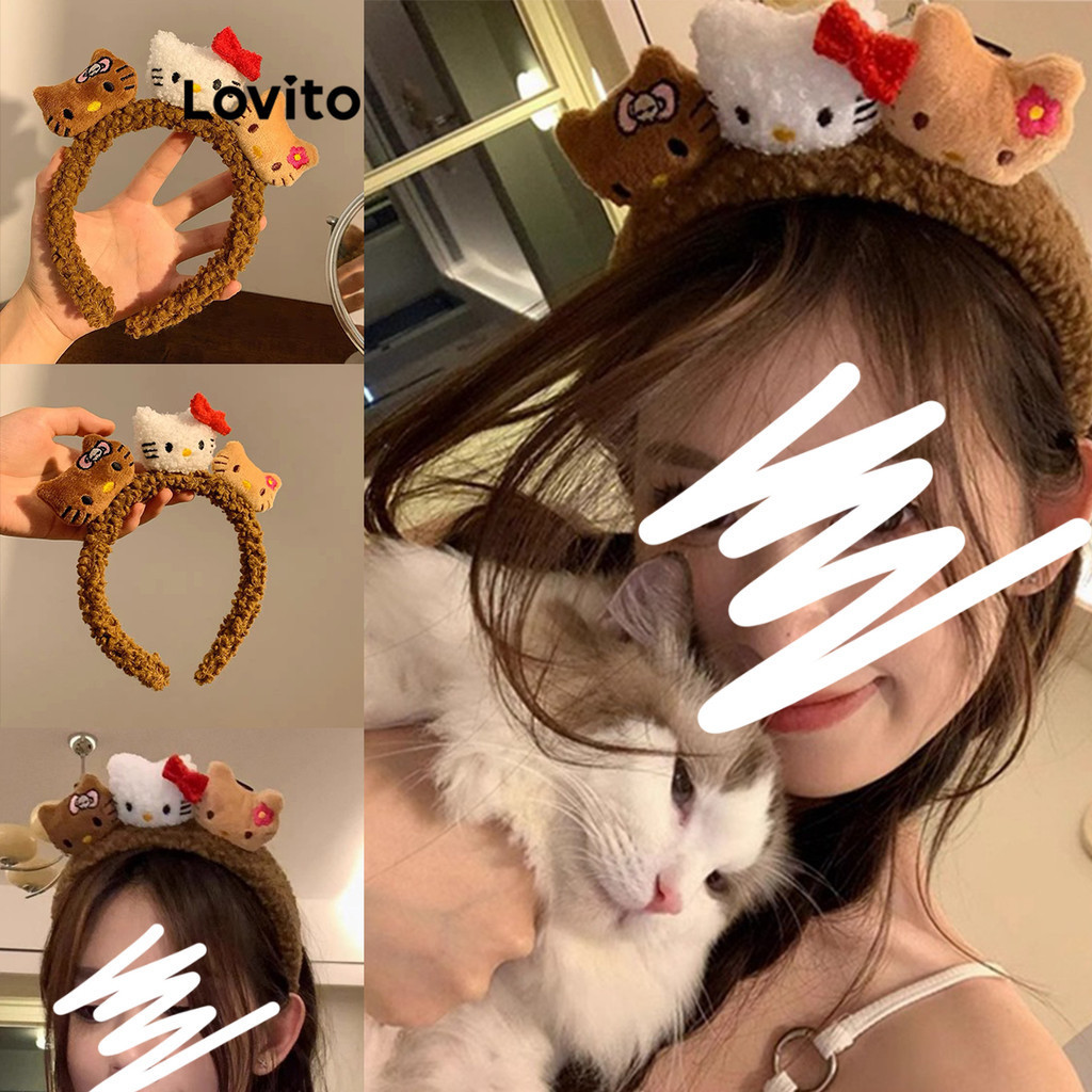 Lovito Cute Plain Hello Kitty Face Washing Cartoon Makeup Headband ...