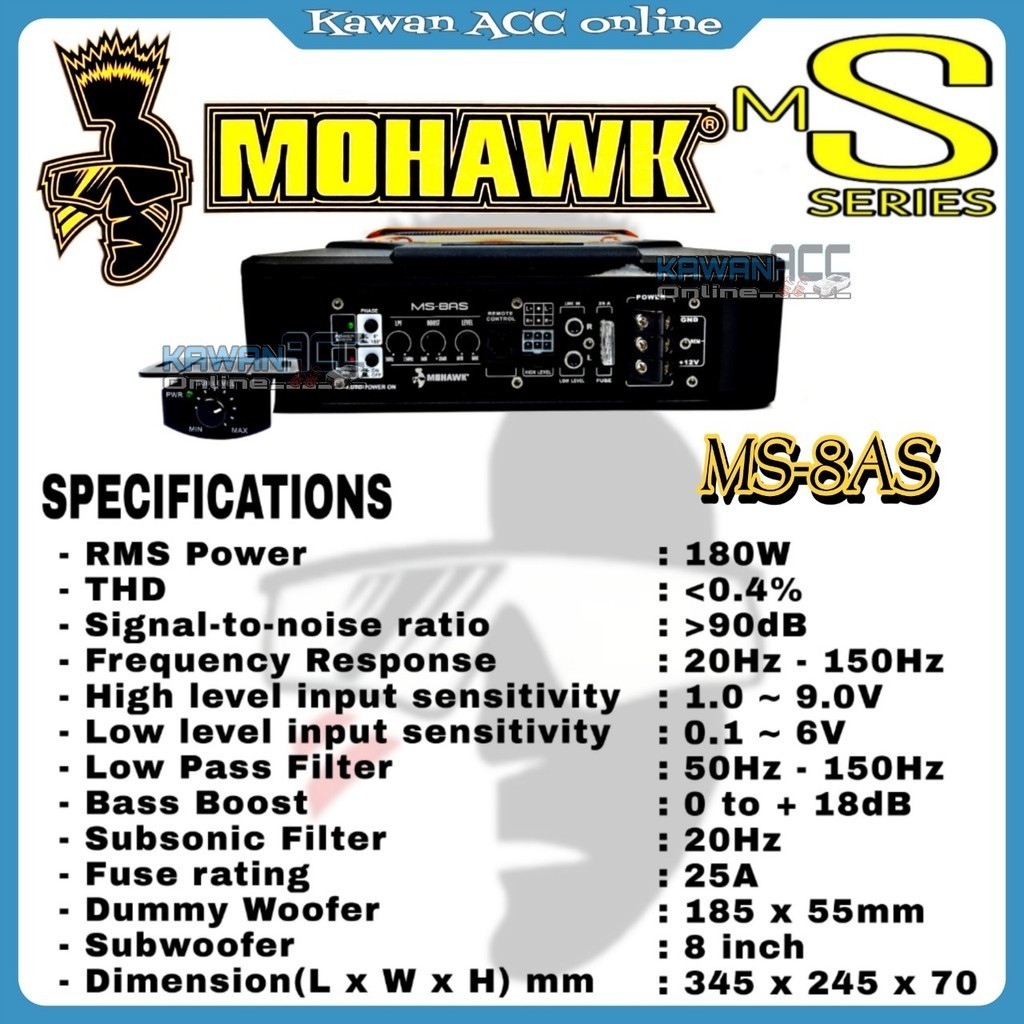 MOHAWK MS Series 6x9" / 8" Active Subwoofer **100%Original** MS-6AS ...