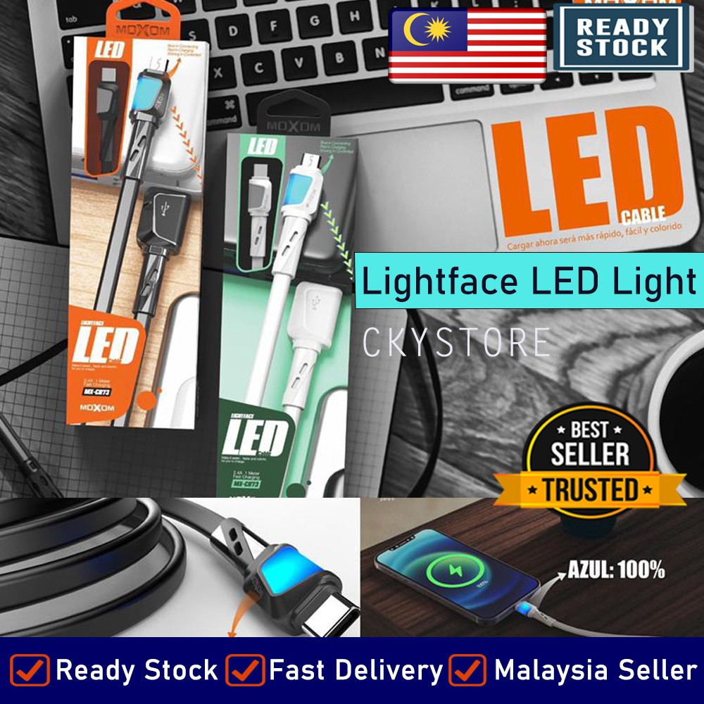 Mxm CB73 2.4A 1M Lightface LED Light Light--ning / Micro / Type C Fast Charging Data Cable ...