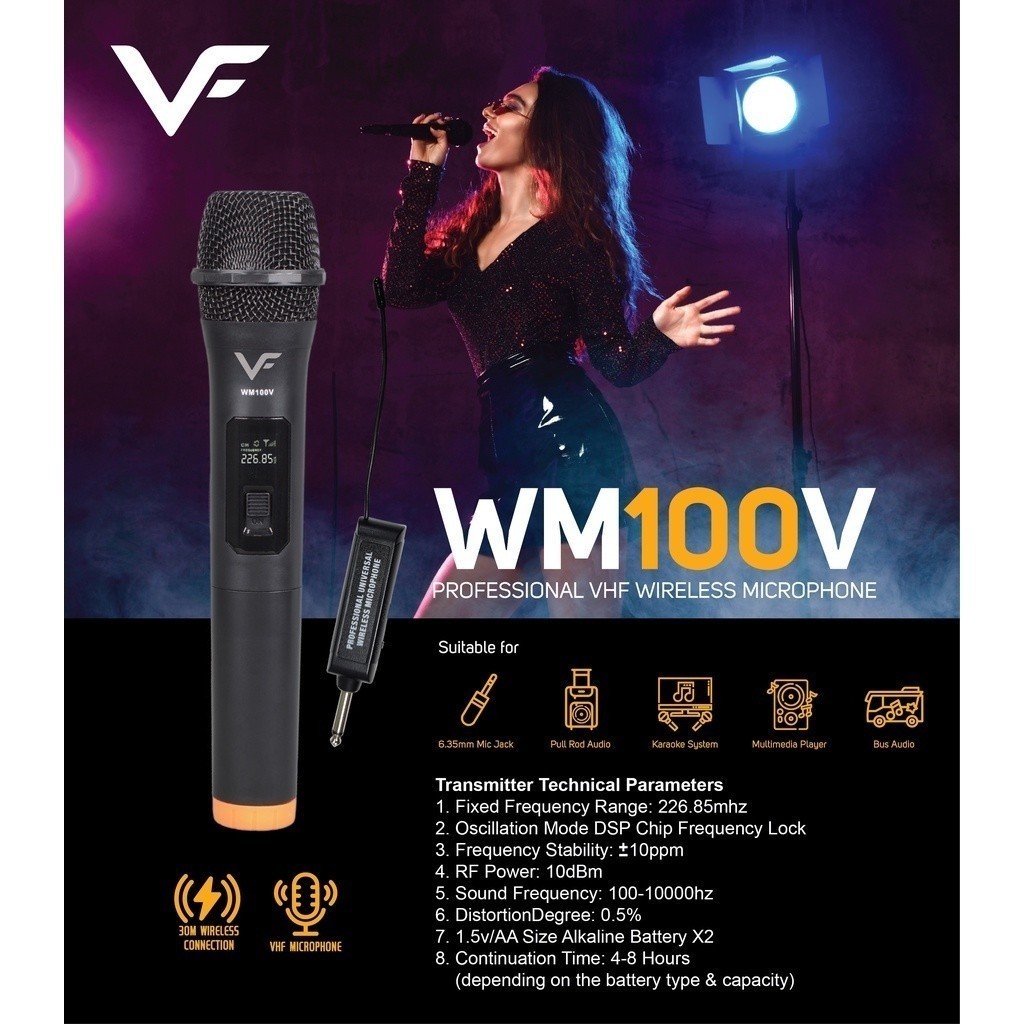 Vinnfier VF WM100V Professional Wireless Microphone Karaoke Mic ...