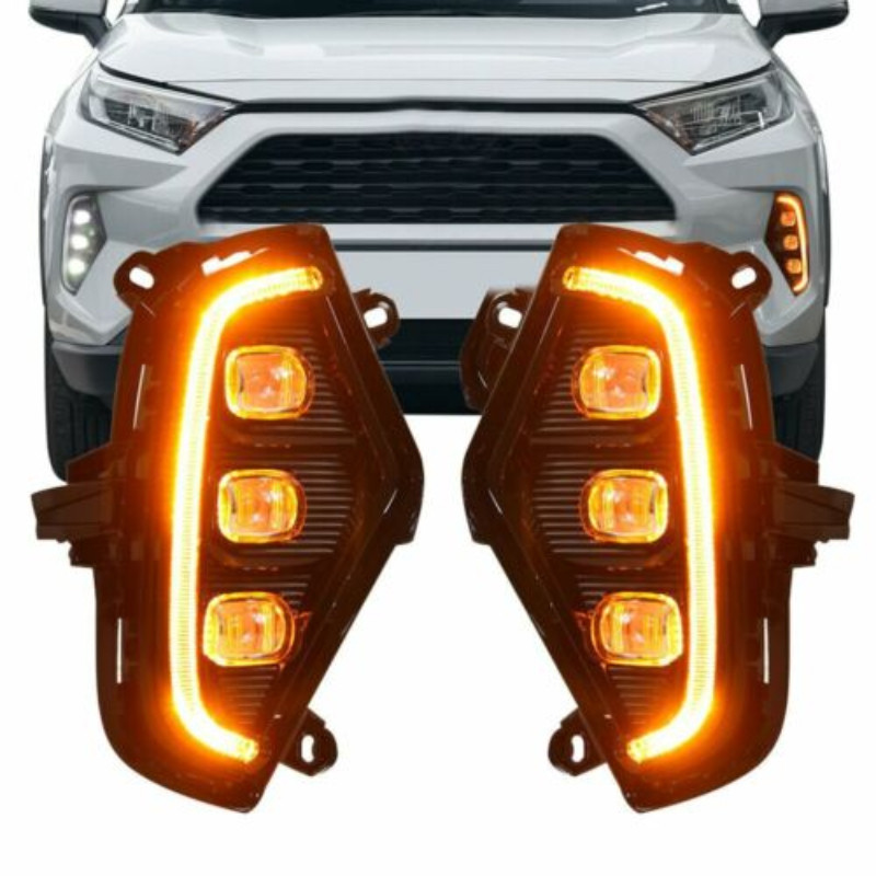 Daytime Running Light DRL For Toyota RAV4 2019 2020 2021 Yellow Turn Signal Light Bumper Lamp ...
