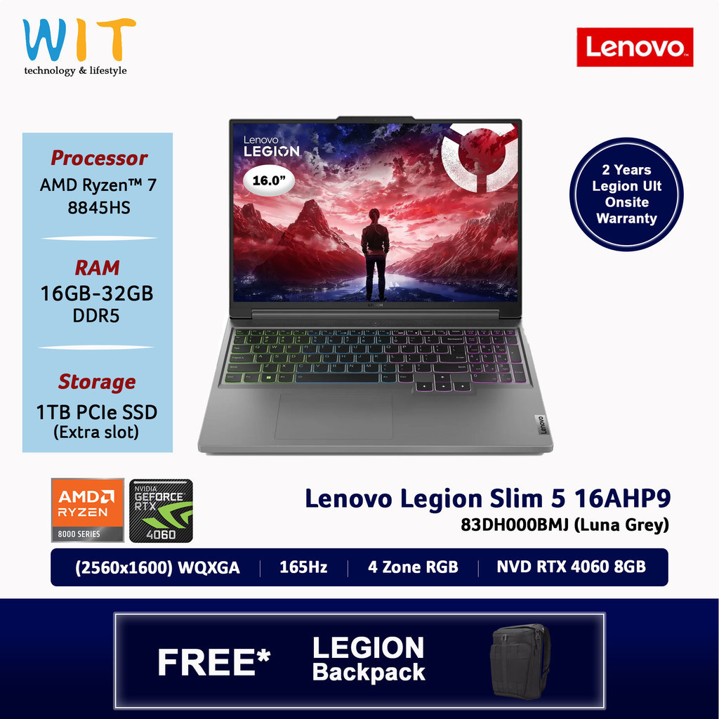 Lenovo Legion Slim 5 16AHP9 83DH000BMJ (AMD Ryzen 7 8845HS/16GB-32GB ...