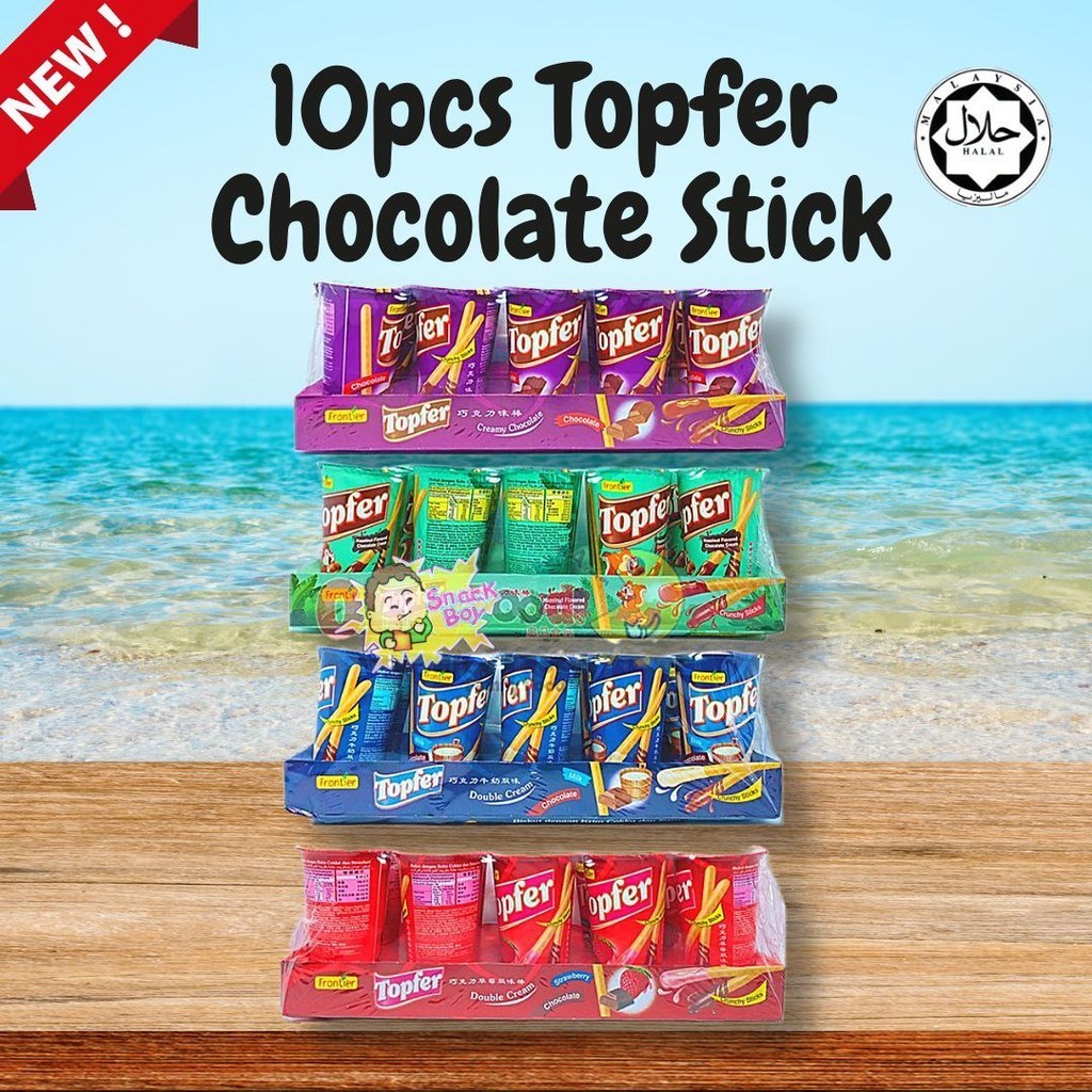 40g x 10pcs Topfer Crunchy Sticks[Chocolate / Hazelnut Chocolate / Milk ...
