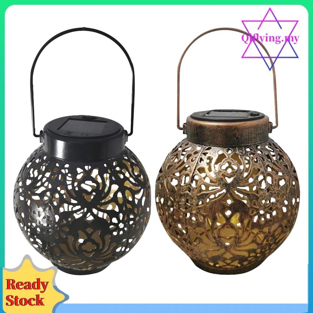 LED Metal Solar Lantern Light Outdoor Waterproof Hollow Projection ...
