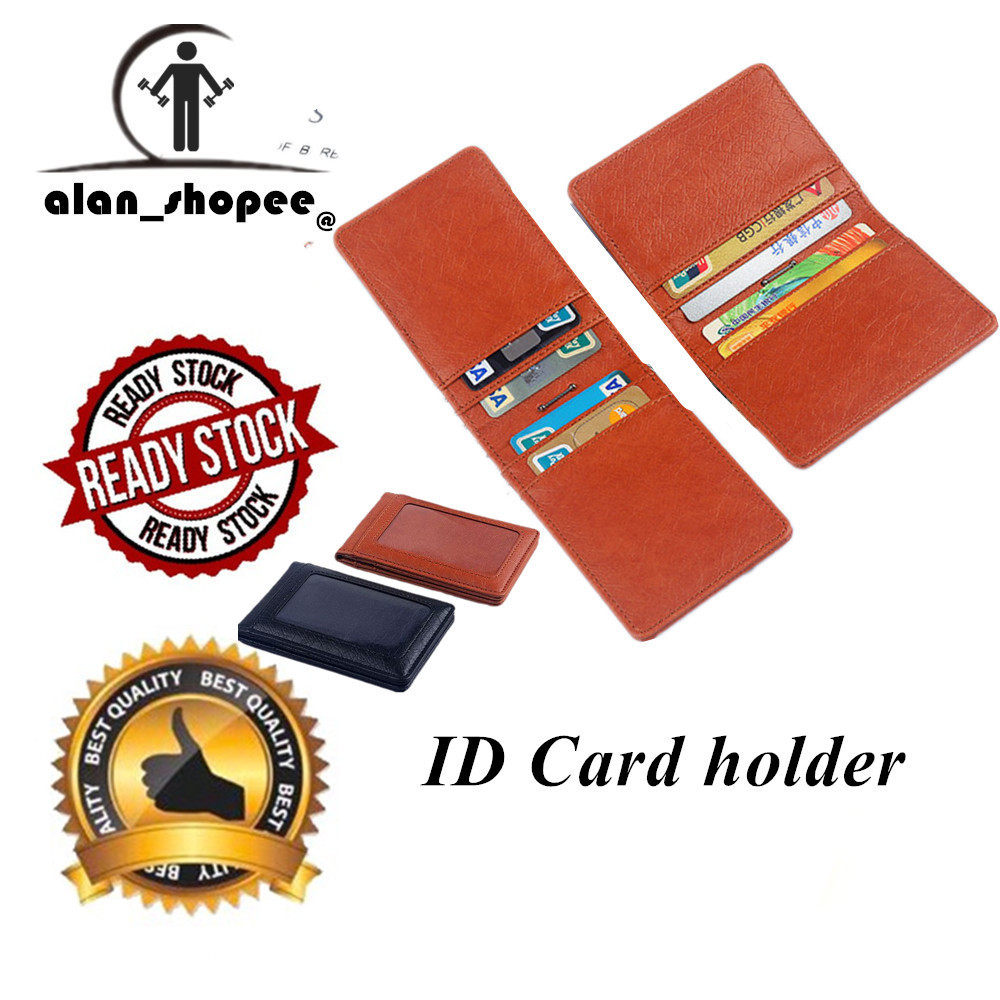 PU Leather magnetic Wallet Office ID Card Credit Card Badge Holder +5 ...