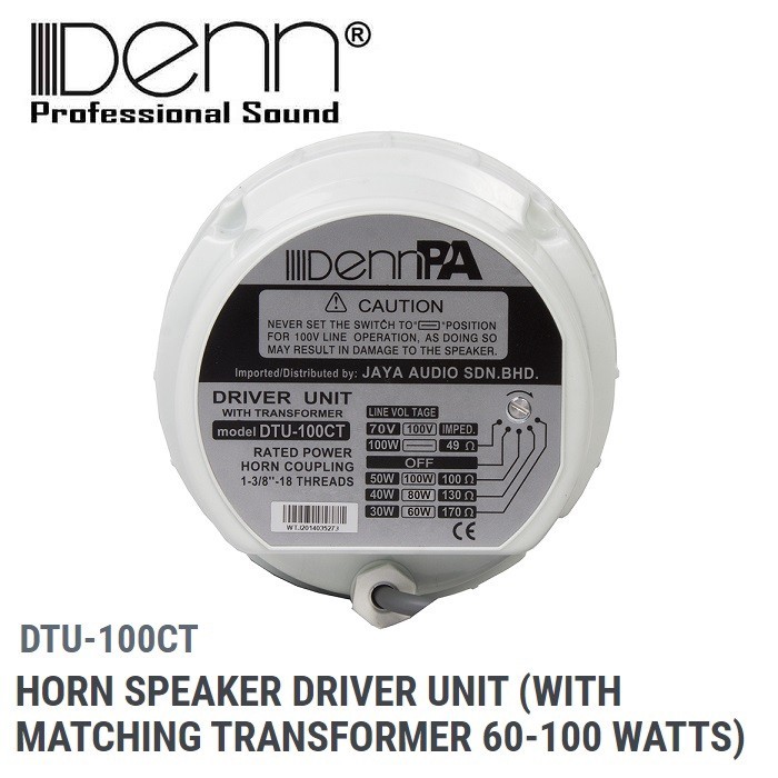 DENN DTU-100CT Horn Speaker Driver Unit (With Matching Transformer 60-100 Watt) | Shopee Malaysia