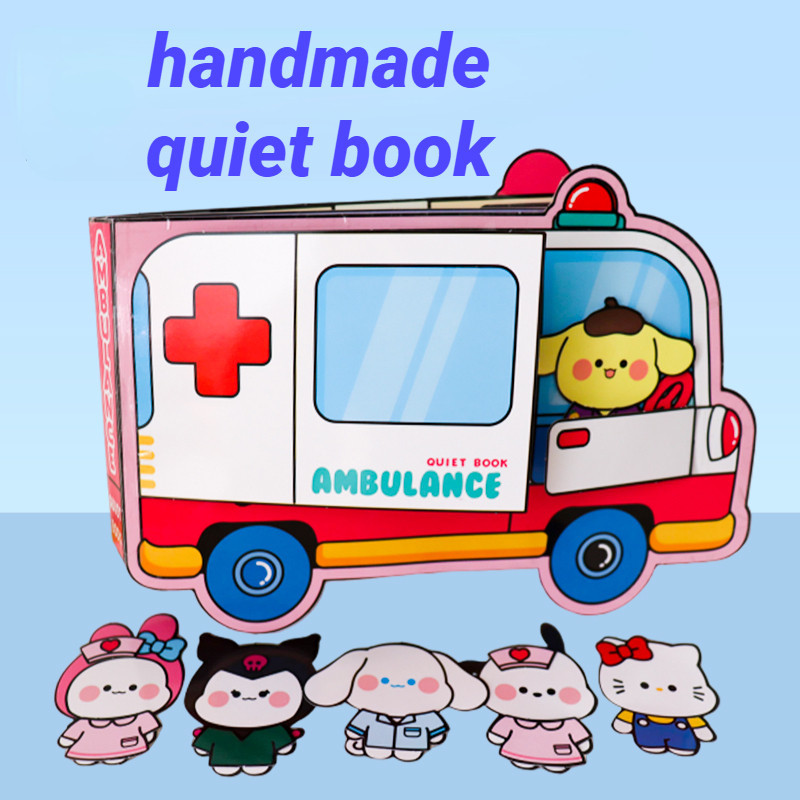 Cute Sanrio Ambulance Busy Book Dog Pet Quiet Book Kuromi Make Up Paper ...