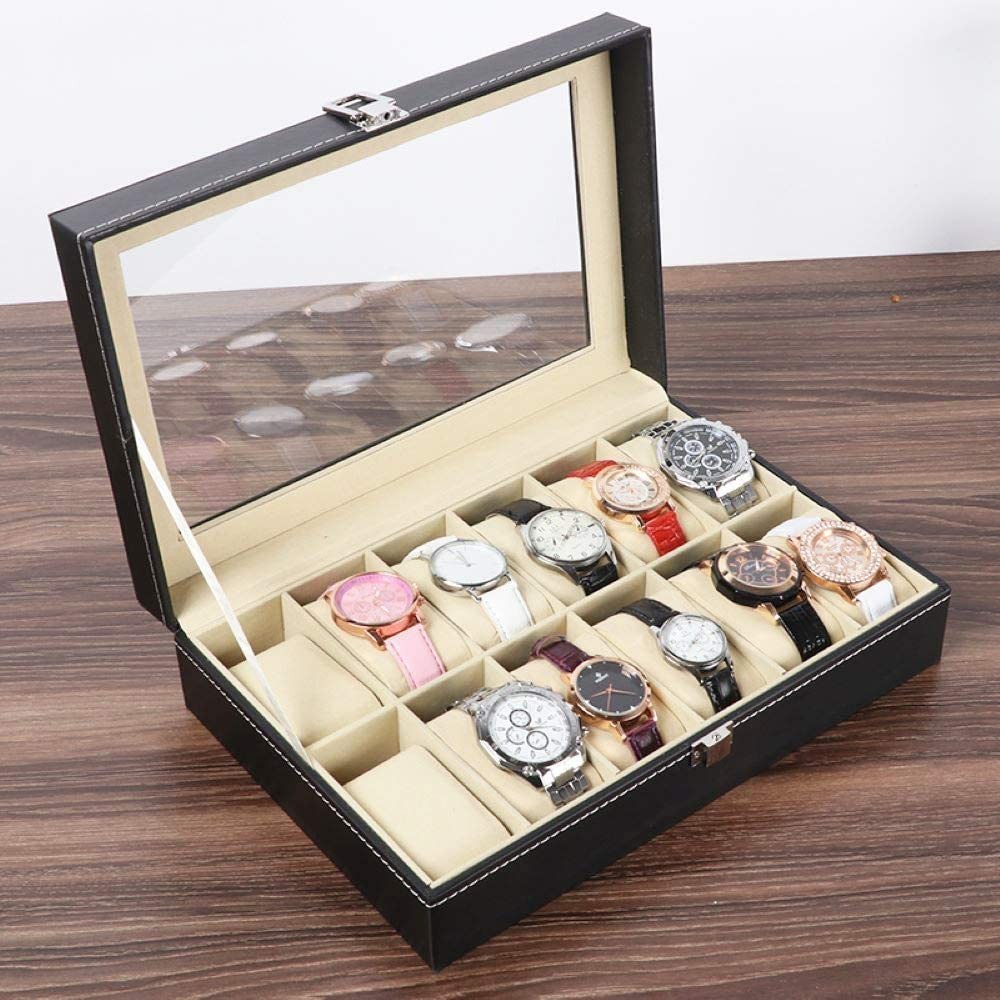 B2U Premium Artificial Leather/Wooden Watch Box Container 3 Slots Watch ...