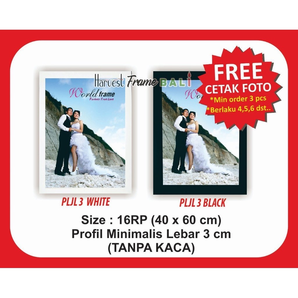 (FREE Printing) 16RS Photo Frame - Photo Frame - Minimalist Frame PLJL 3 40x60 Without Glass ...