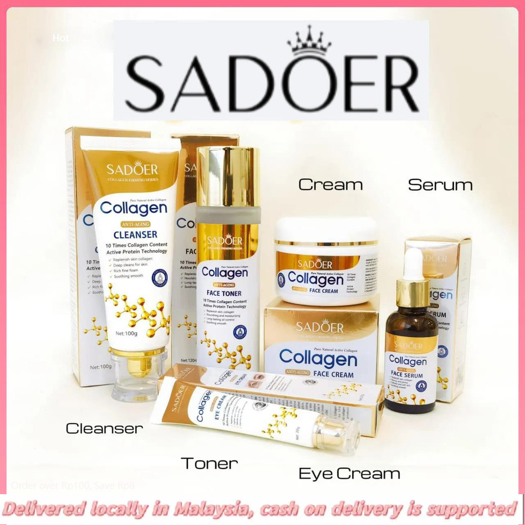 SADOER Collagen 4in1 Anti-Aging Skin Care Set Whitening Body Cream Skin Care Cleanser Toner ...