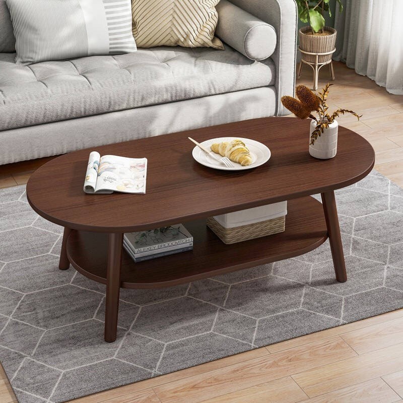 Simple Center Table Living Room Dining Table Oval End Table Solid Wood ...