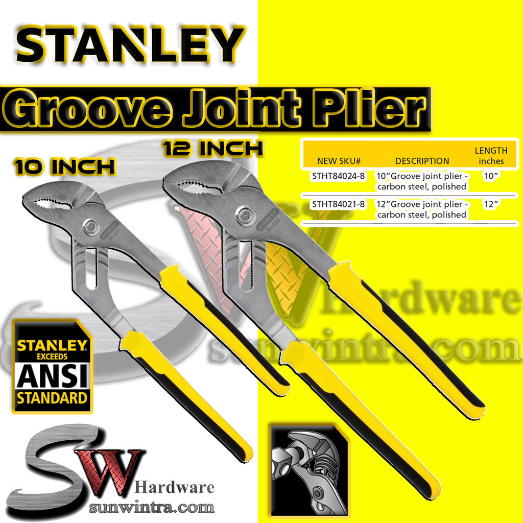 Stanley 10" / 12" Groove Joint Plier Dynagrip Water Pump Plier ...