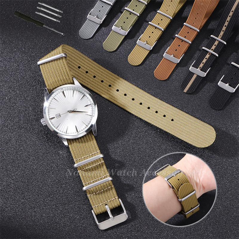 Universal Nylon Nato Watch Strap 18mm 20mm 22mm Soft Canvas Braided ...