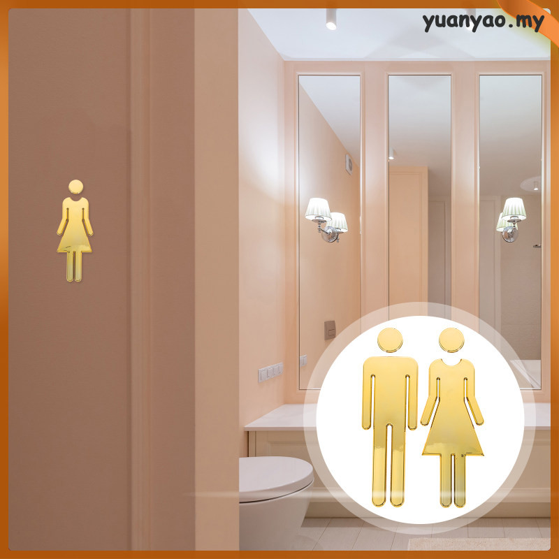 Stainless Steel Men's And Women's Bathroom Sign Figure Set Men And ...
