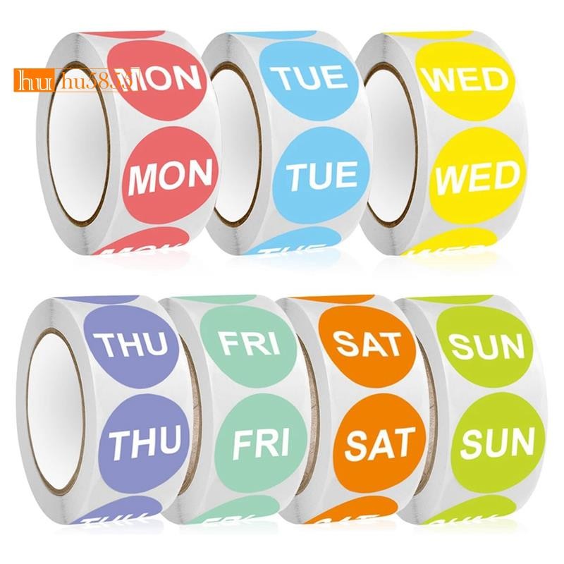 7 Day of the Week Sticker,1 Inch Round Day Dot Food Rotation Labels ...