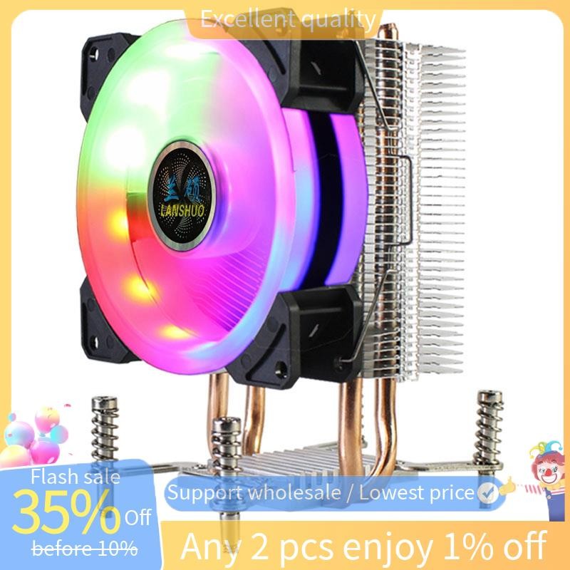 LANSHUO CPU Cooler 2 Heat Pipes RGB CPU Radiator Ultra Quiet Cooler Fan ...