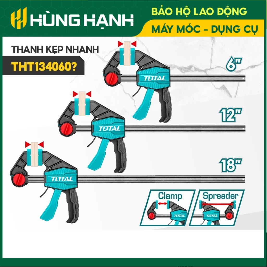 TOTAL wood clamp quick clamping bar, Size 6 - 18 inches, Maximum ...