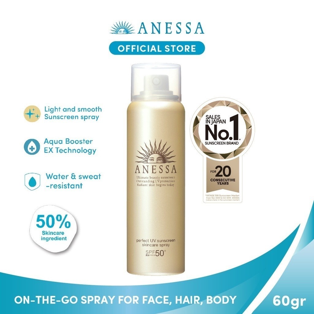 Anessa Perfect UV Sunscreen Skincare Gold Spray SPF 50+ Perfect UV 60G | Shopee Malaysia
