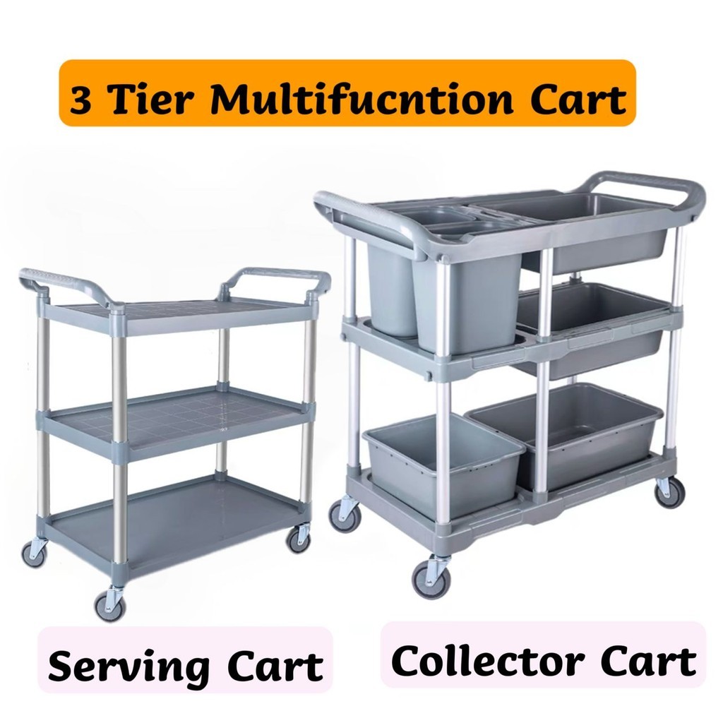 Buyerpick 3 Tier Utility Cart Serving Trolley Mobile Dish Bowl ...