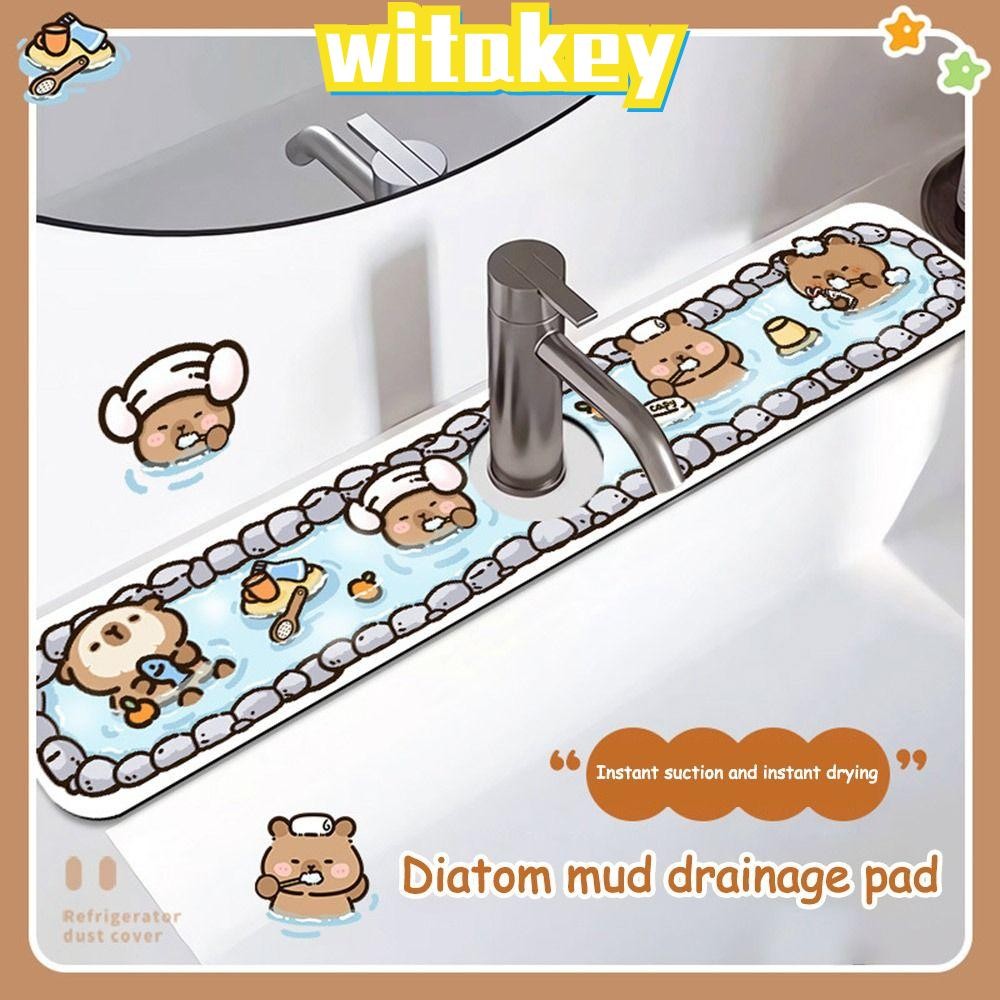 WITAKEY Diatomite Sink Faucet Drain Pad, Hello Kitty/Capybara/Crayon Shin-chan Non-Slip ...