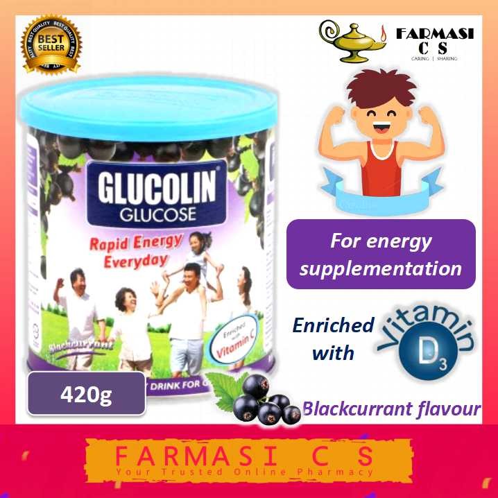 Glucolin Glucose 420g ( BLACKCURRANT flavour ) EXP:03/2026 [ Vitamin C ...