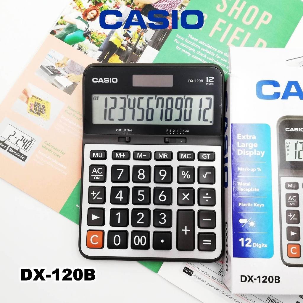 Casio DX-120B Calculator 12 Digits Mathematic Office Stationery 2 way power Large Display Japan ...