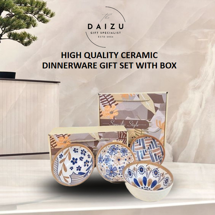 DAIZU Vine Flower Design Ceramic Dinnerware Gift Set With Box Bowl Set ...