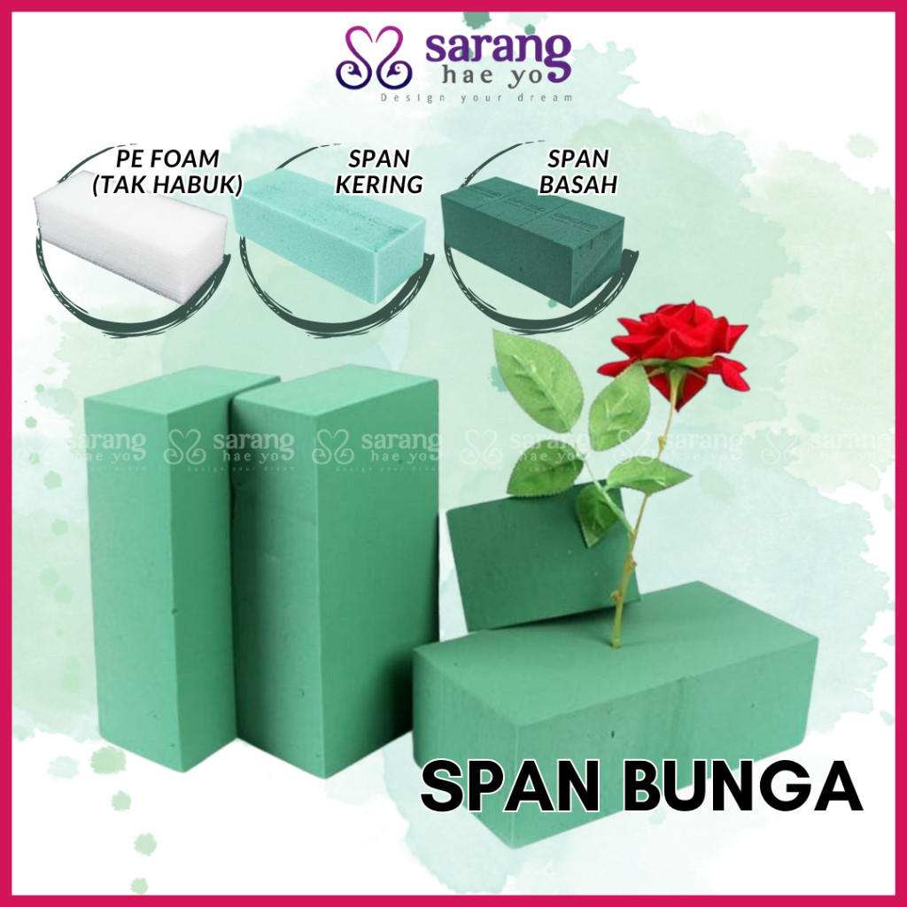 Span Bunga Kering Sponge Basah Magic Span Dry Fresh Flower Artificial ...