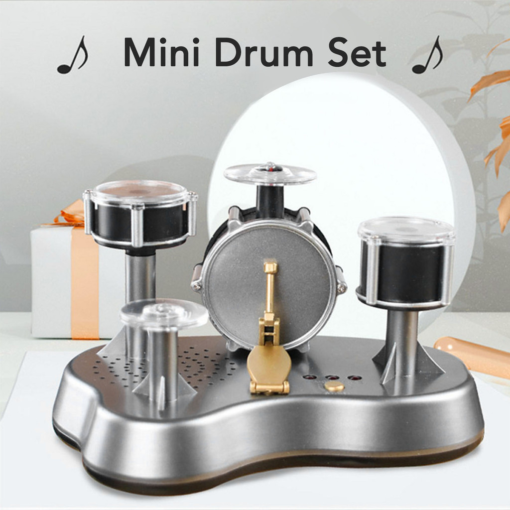 HEO~Mini Drum Set AAA Battery Powered Compact Stable Base Rich Details ...
