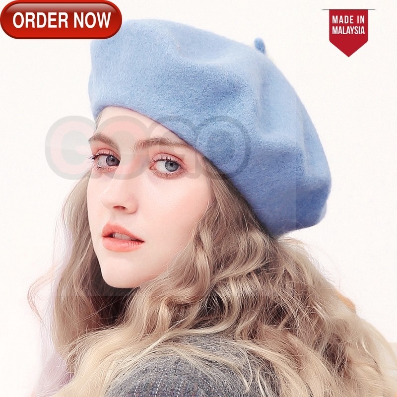 GG Women Winter French Solid Wool Beret,Warm Aldult Vintage Plain Caps ...