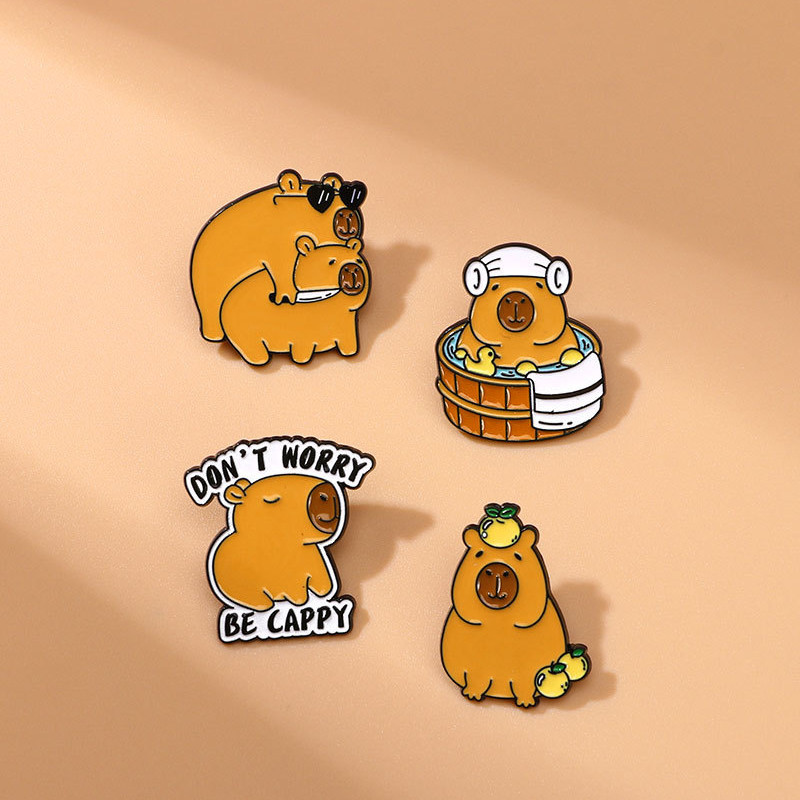 Cartoon Capybara Enamel Pins Cute Animals Brooches Lapel Badges Funny ...