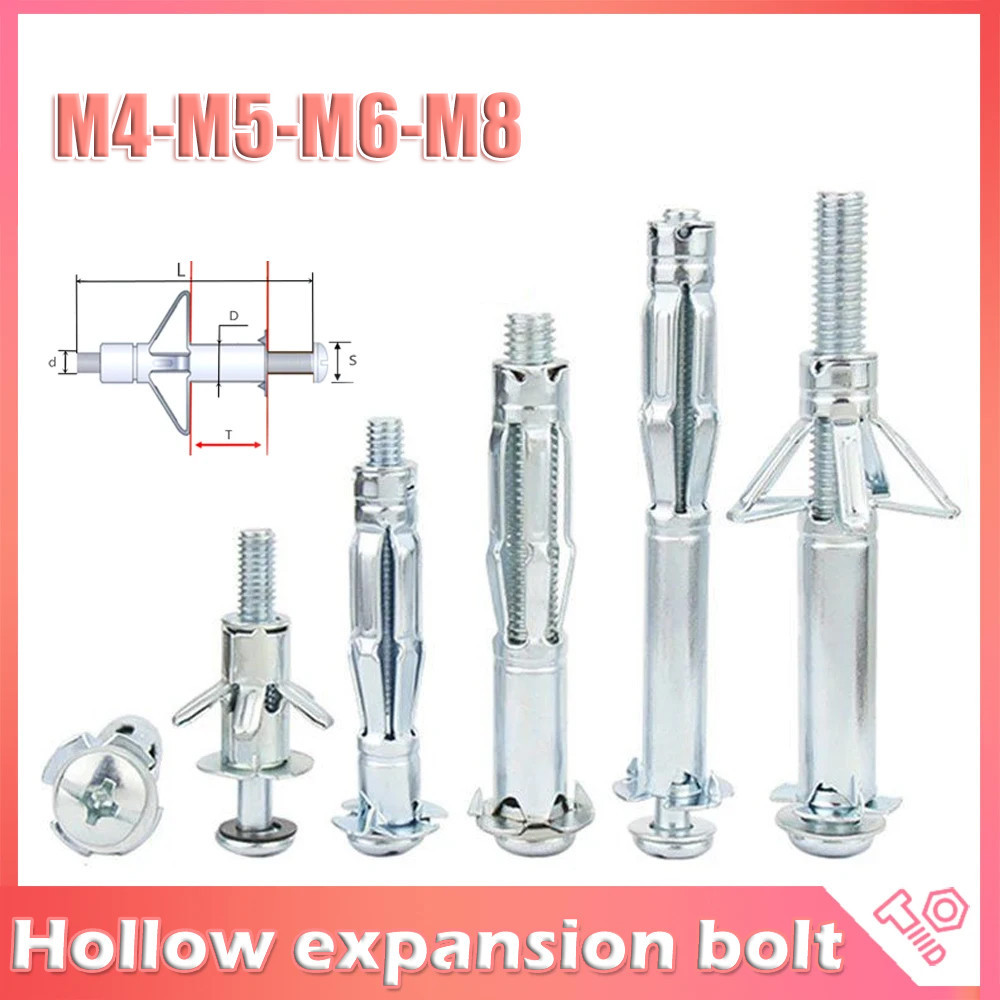 10Pcs M4 M5 M6 M8 Hollow Wall Anchors Metal Cavity Plasterboard Plug ...