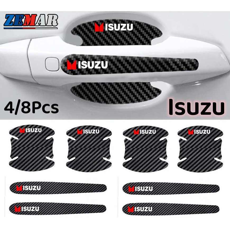 4/8pcs ISUZU Carbon Fiber Car Sticker Carbon Fiber Protective Film Door ...