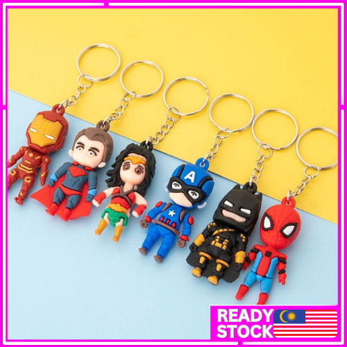 Marvel Avengers Superheroes Keychain Spiderman Ironman Superman Batman ...