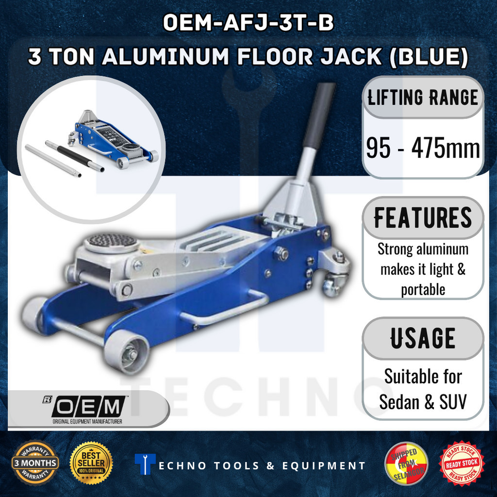 ALUMINIUM FLOOR JACK 3 TON WITH RAPID PUMP - LIGHTWEIGHT ALUMINUM ...