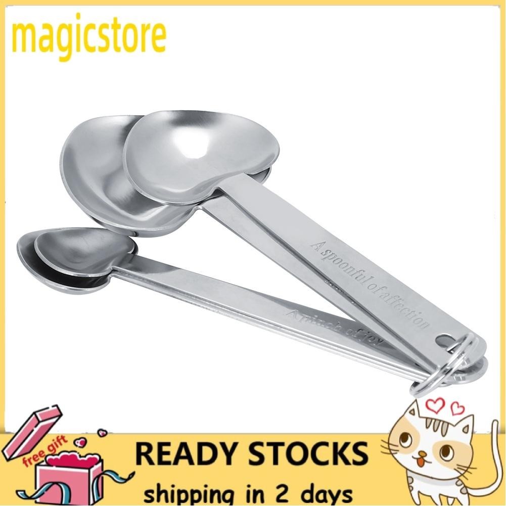 Magicstore Heart Shaped Stainless Steel Measuring Spoons Durable Water ...