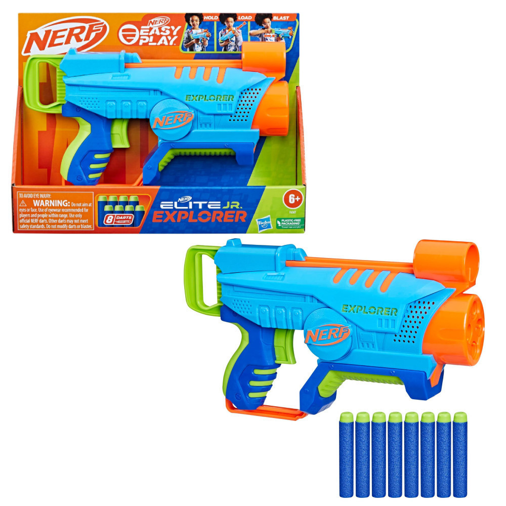 Nerf Elite Junior Explorer Easy Play With 8 Elite Darts Blaster Toy Gun ...