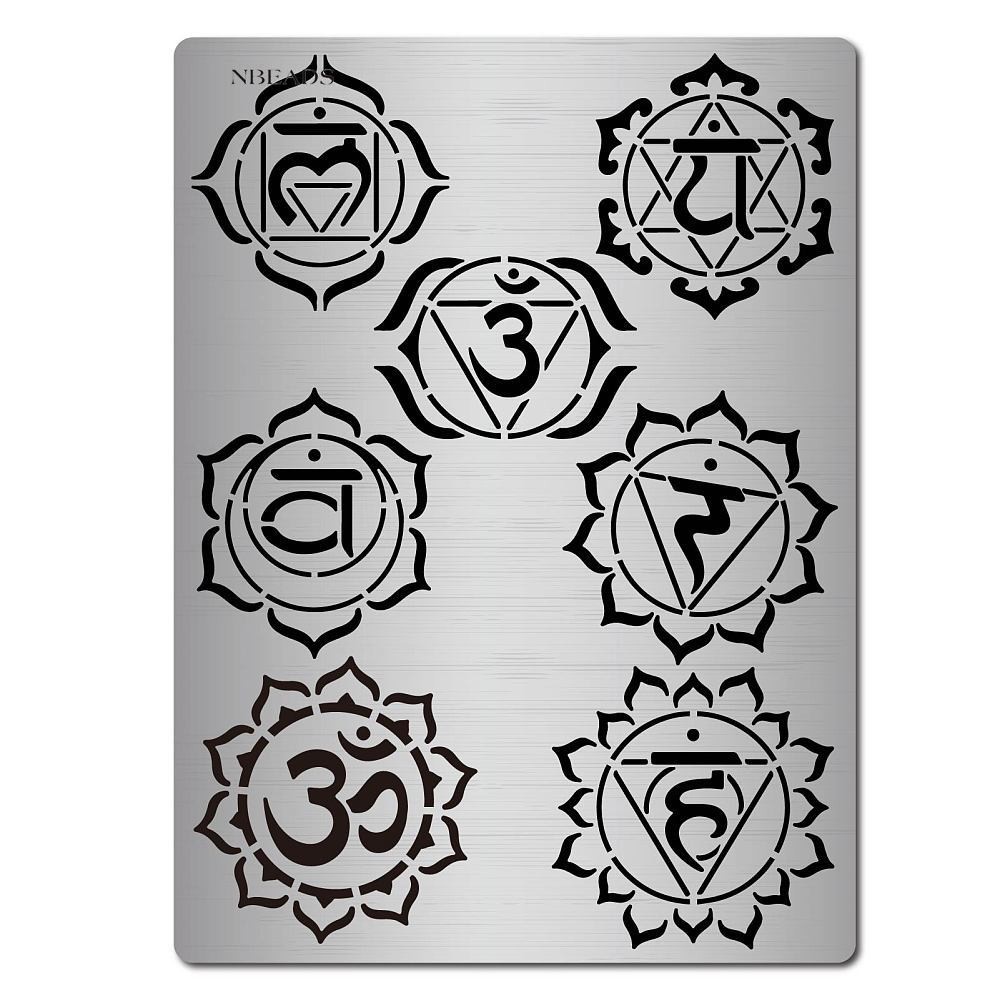 1pc Metal Chakra Stencil Mandala Yoga Om Symbols Reusable Stencils ...