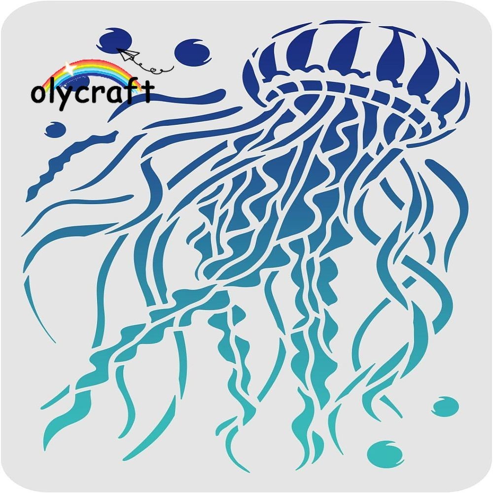 1pc Jellyfish Stencil 29.7x21cm Jellyfish Drawing stencil Reusable Seashore Reef Fish Stencils ...